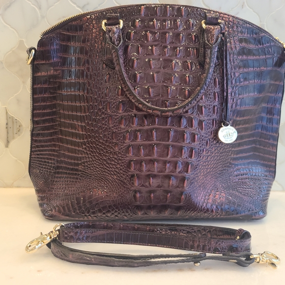 Brahmin | Bags | Dark Purple Brahmin Large Duxbury Melbourne Croc ...
